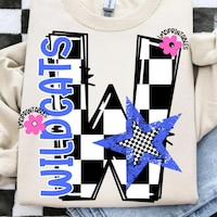 Wildcats Mascot SVG PNG Design – Retro Varsity W Wildcats Shirt, Grunge ...