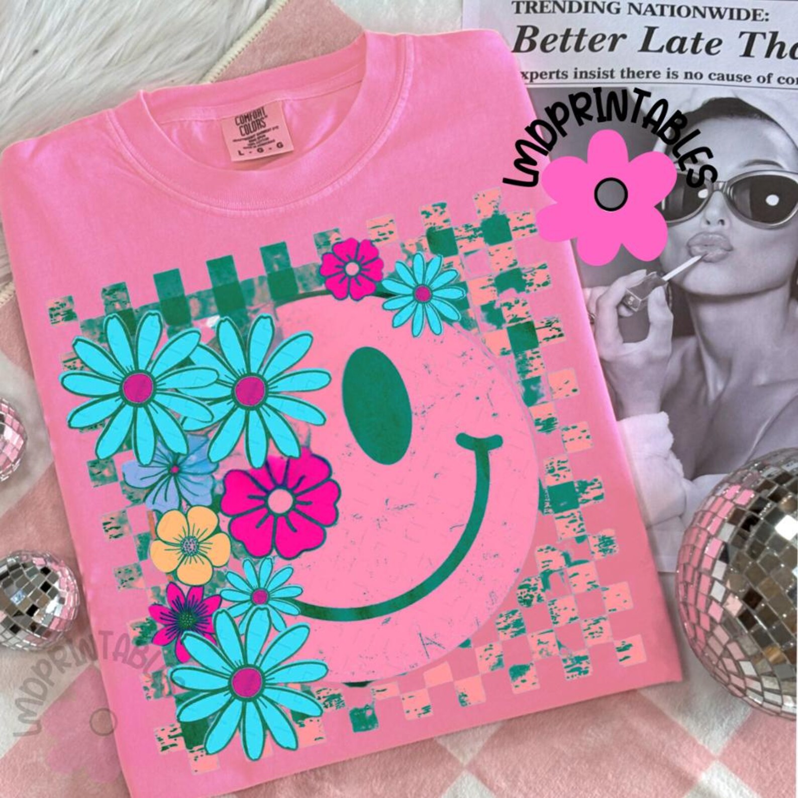 Retro Smiley Face Png, Smiley Floral Png, Happy Face Png, Motivational ...