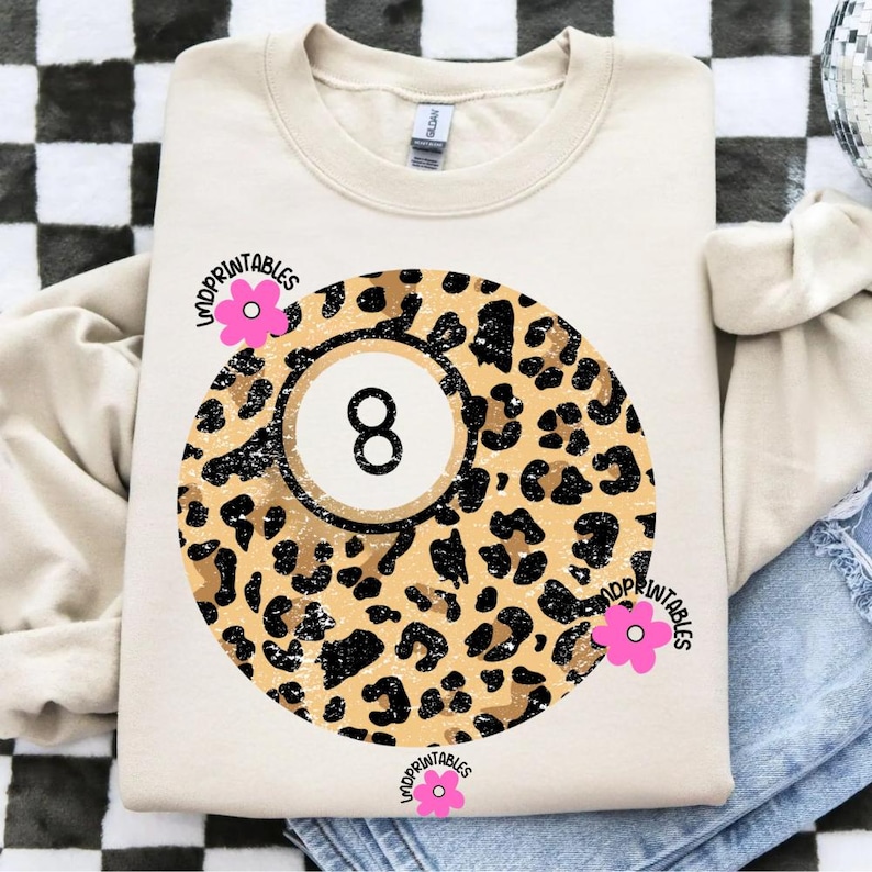Leopard Print Pool Ball 8 PNG, Cheetah Print Eight Ball Shirt Png ...