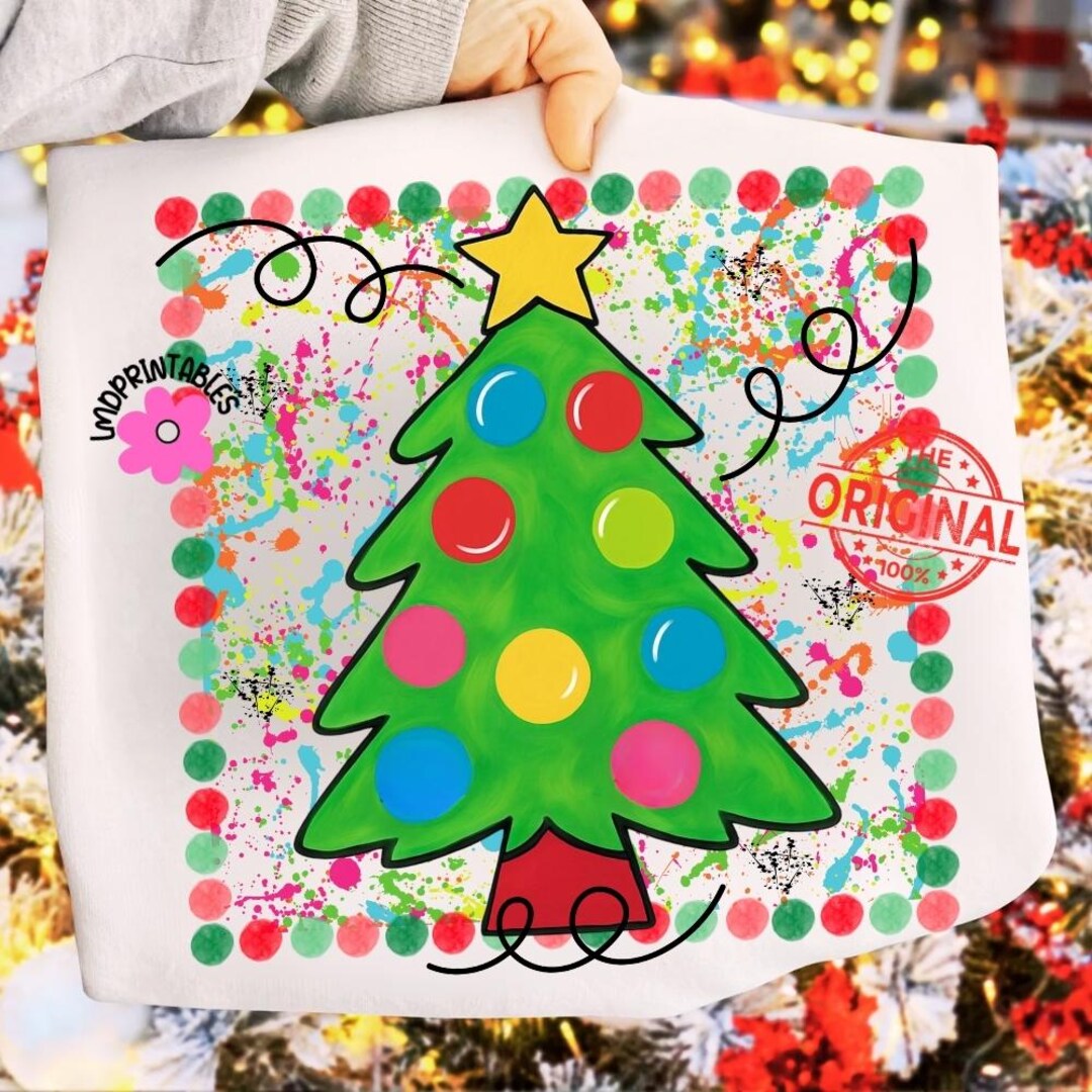 Colorful Christmas Tree Png, Splatter Paint Christmas Design, Bright ...