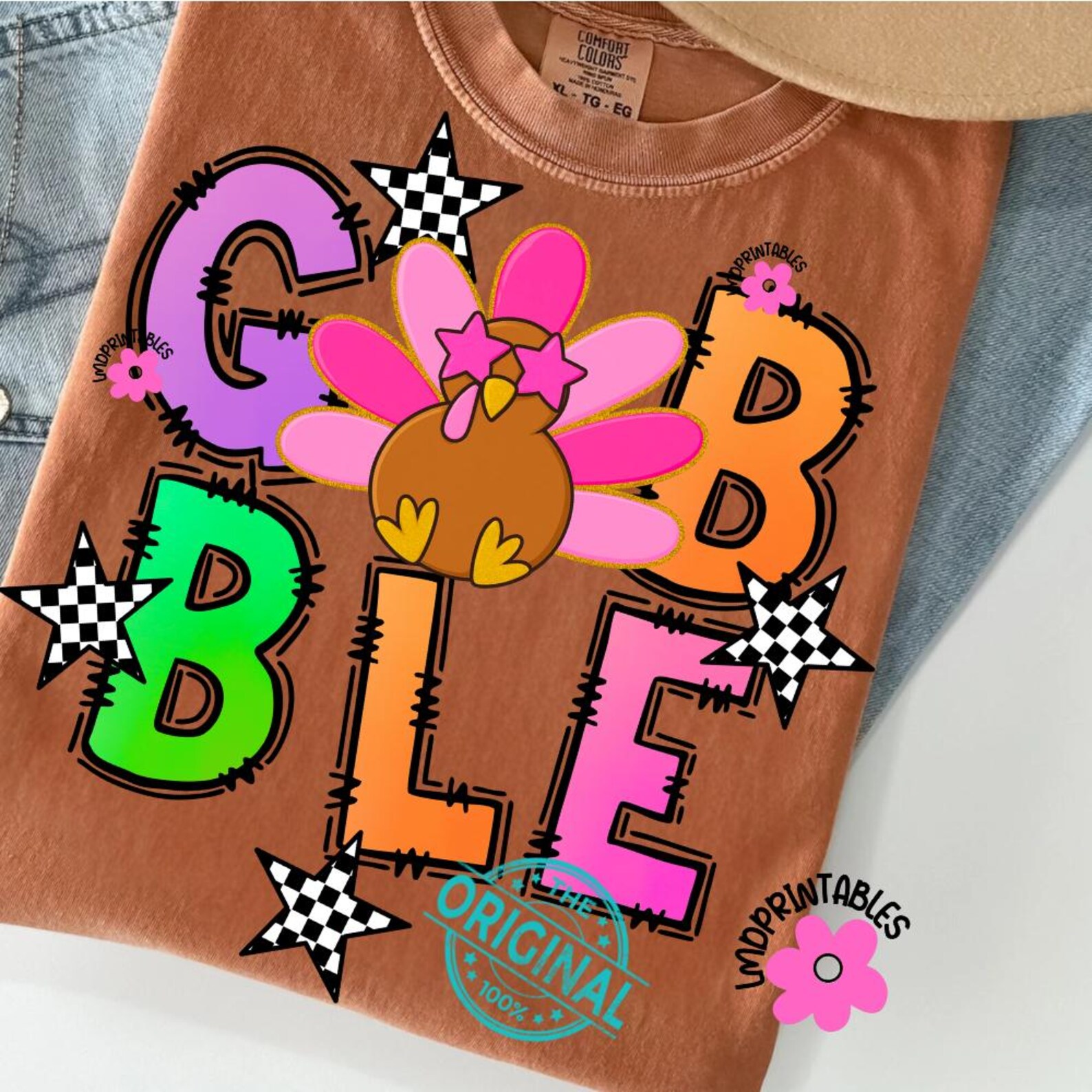 Thanksgiving Gobble PNG, Preppy Turkey PNG, Thanksgiving Sublimation ...