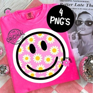 Daisy Smiley Face Png Bundle, Smiley Floral Png, Happy Face Png ...