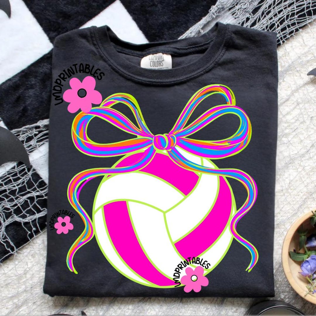 Neon Volleyball Png, Volleyball Coquette Png, Colorful Volleyball Png ...