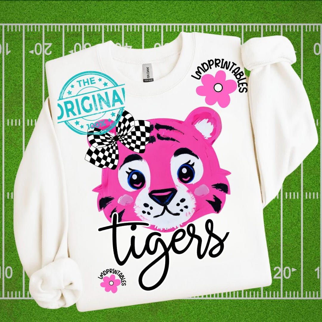 Pink Tigers PNG, Preppy Football Mascot Shirt Design, Team Spirit ...