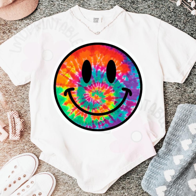 Smiley PNG, Tie-dyed Smile Face Png, Retro Png, Happy Face Png, Tie Dye ...