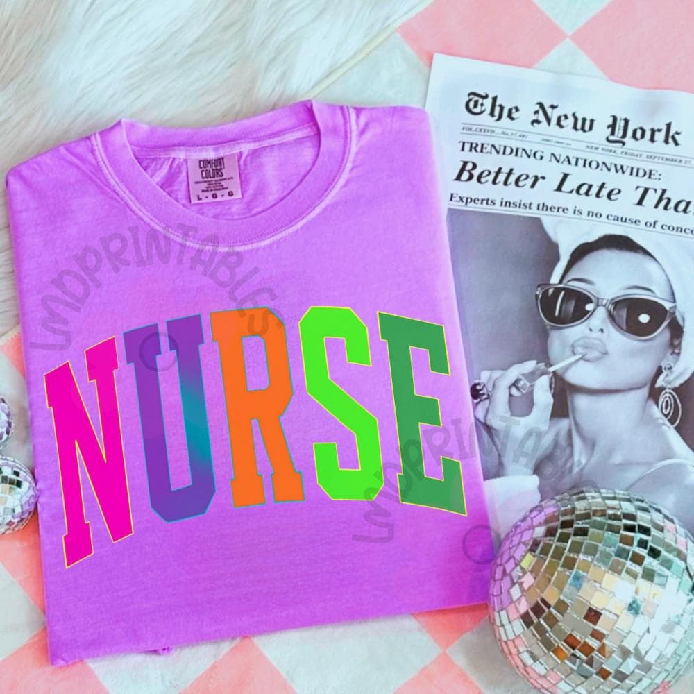 Neon Nurse PNG, Bright Nursing Png, Varsity Nurse PNG, Retro RN Png ...