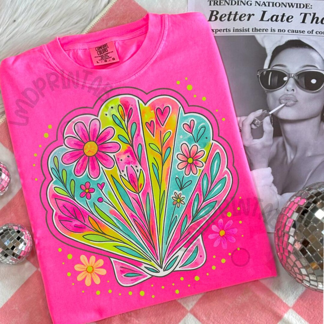 Summer Png Neon Seashell PNG, Preppy Coastal Png, Boho Summer Png ...