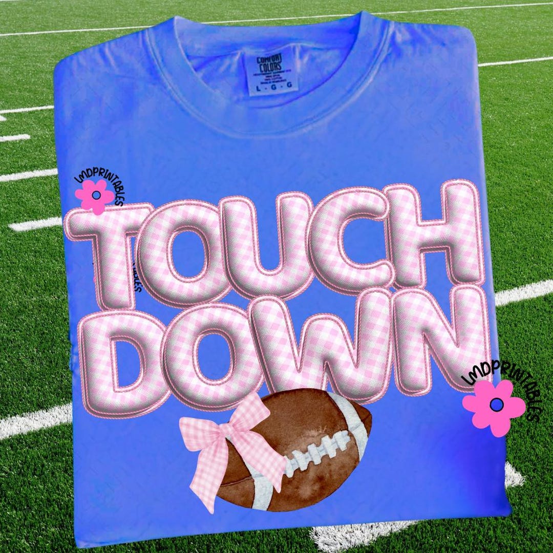 Pink Gingham Touchdown PNG, Preppy Football Png, Football Mom Png, Game ...