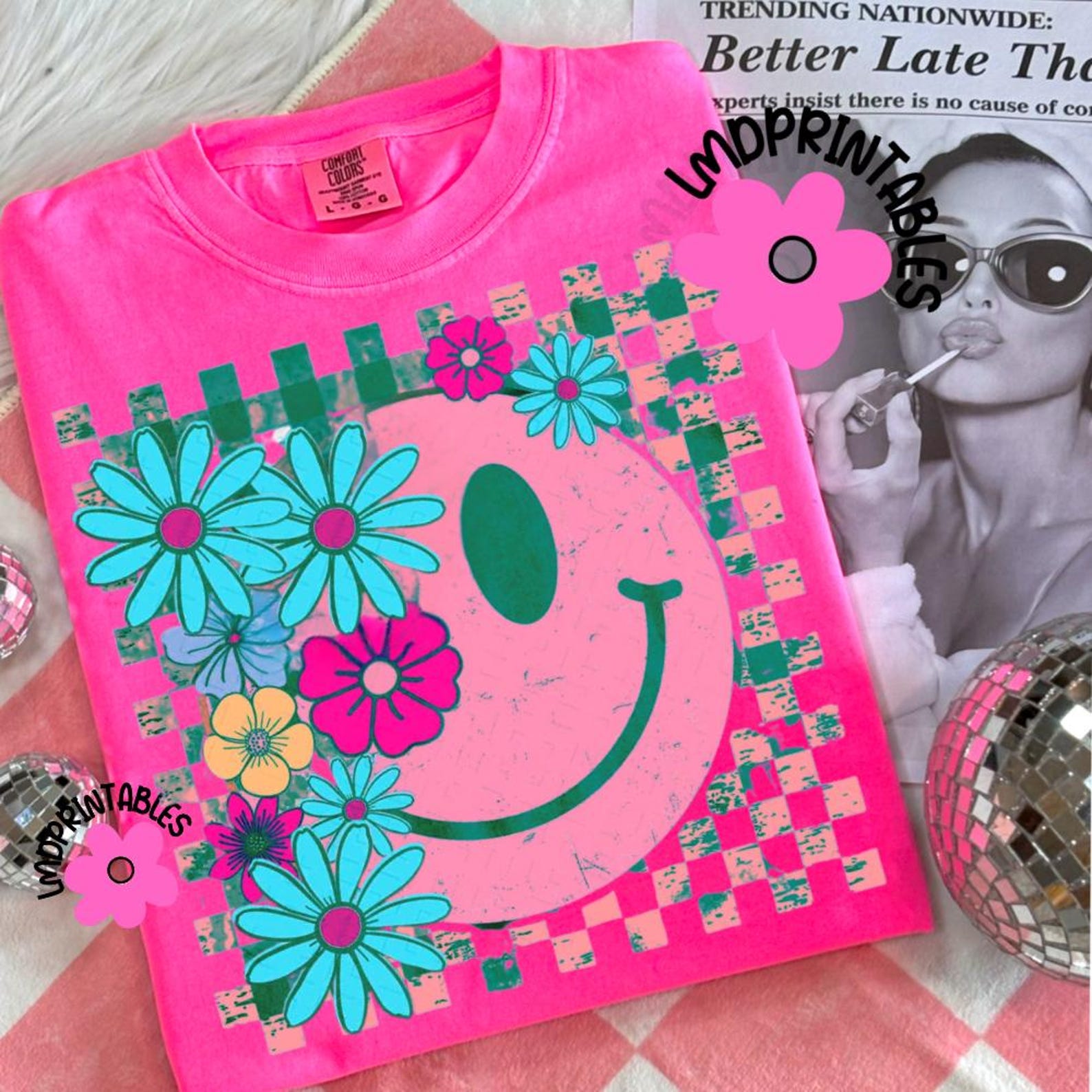 Retro Smiley Face Png, Smiley Floral Png, Happy Face Png, Motivational ...