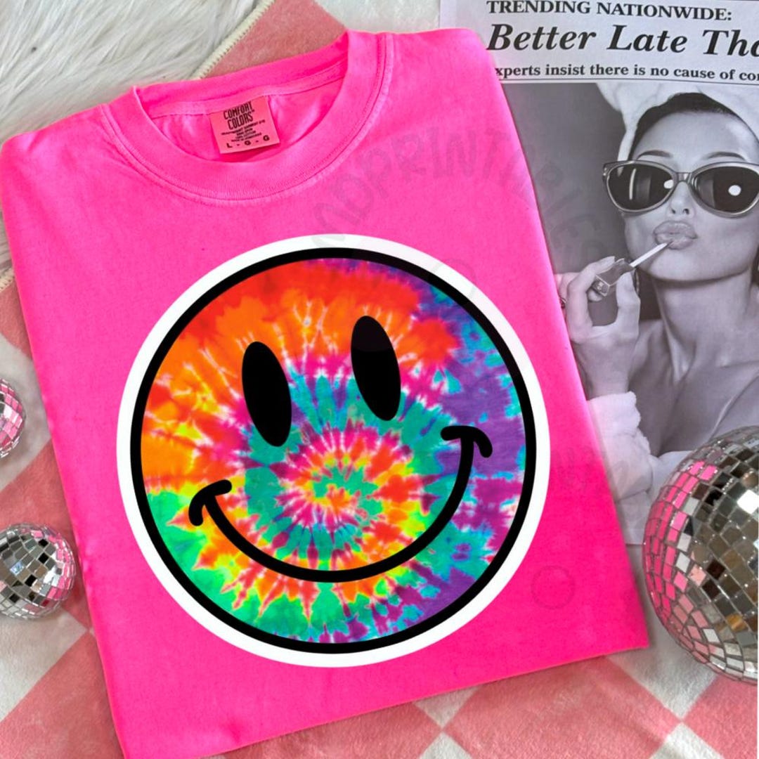 Smiley PNG, Tie-dyed Smile Face Png, Retro Png, Happy Face Png, Tie Dye ...