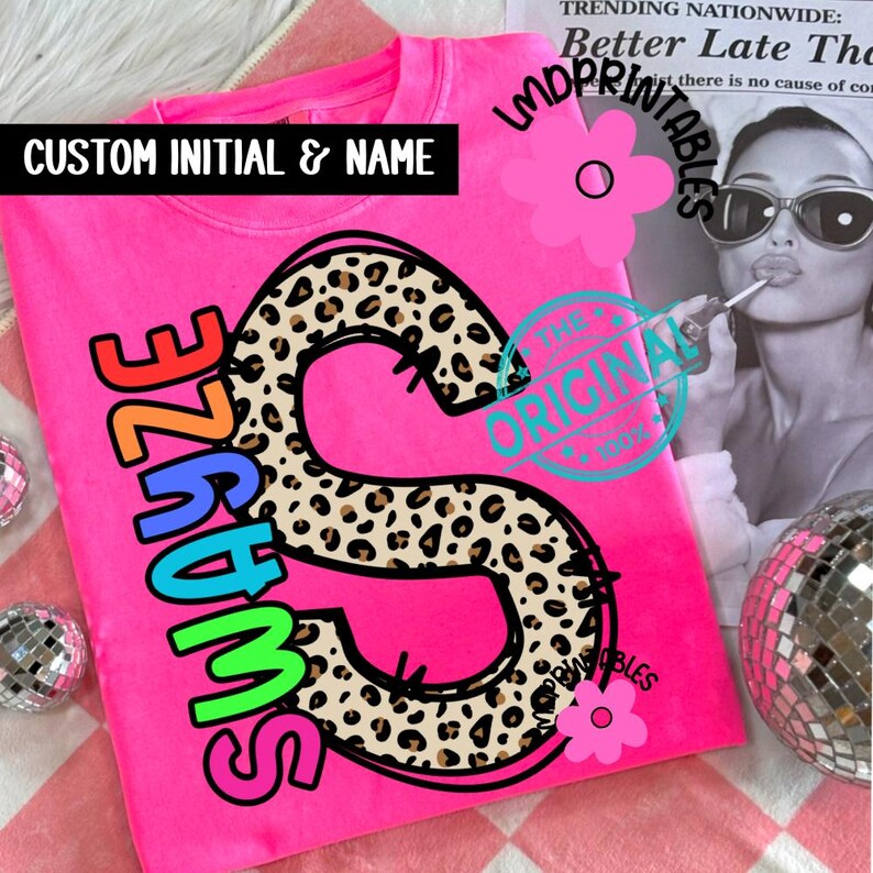 Custom Initial & Name PNG, Custom Letter PNG, Custom Leopard Print ...