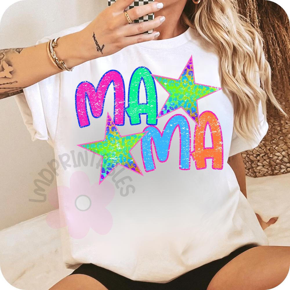 Neon MAMA Png, Leopard Star Mama Png, Distressed Neon Mama, Colorful ...