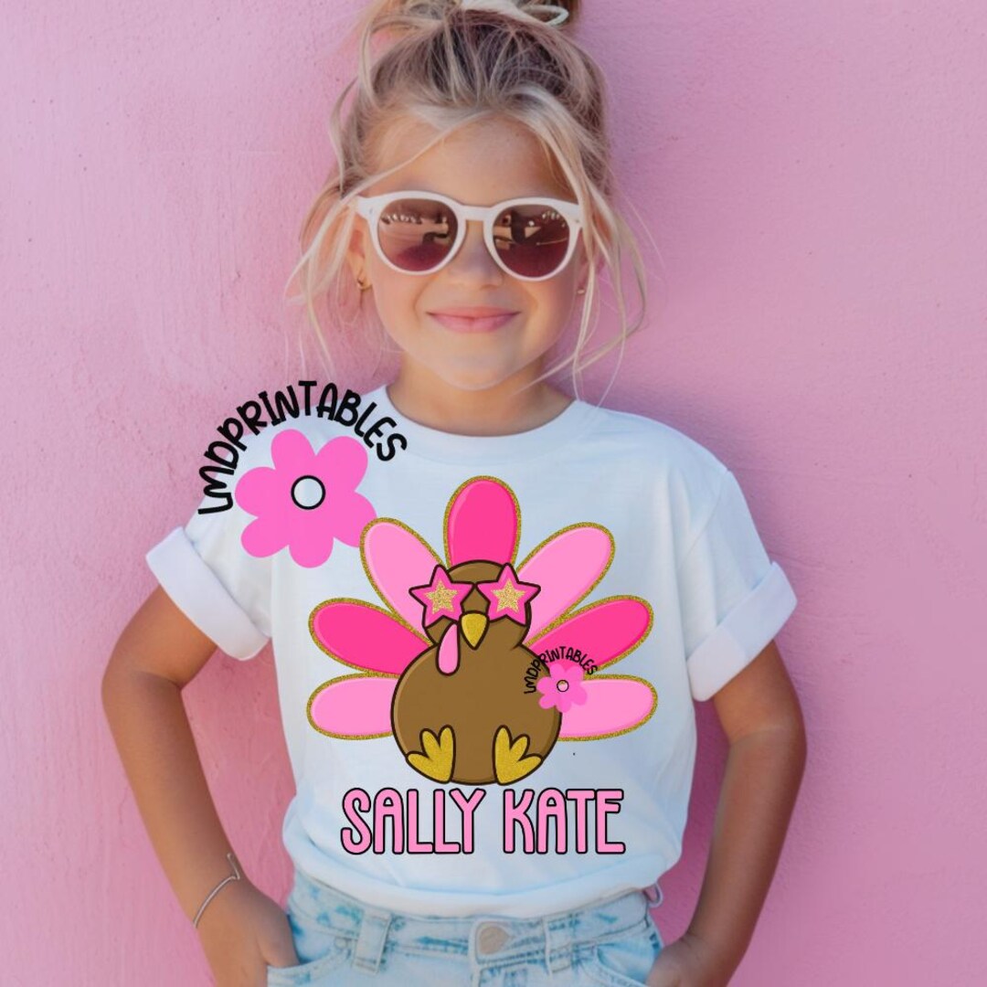 Girls Custom Pink Turkey PNG, Cute Turkey Png, Girly Thanksgiving Shirt ...