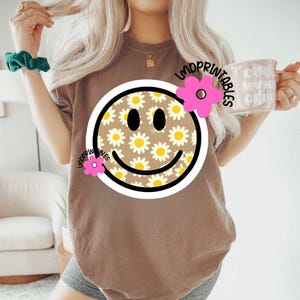 Daisy Smiley Face Png Bundle, Smiley Floral Png, Happy Face Png ...