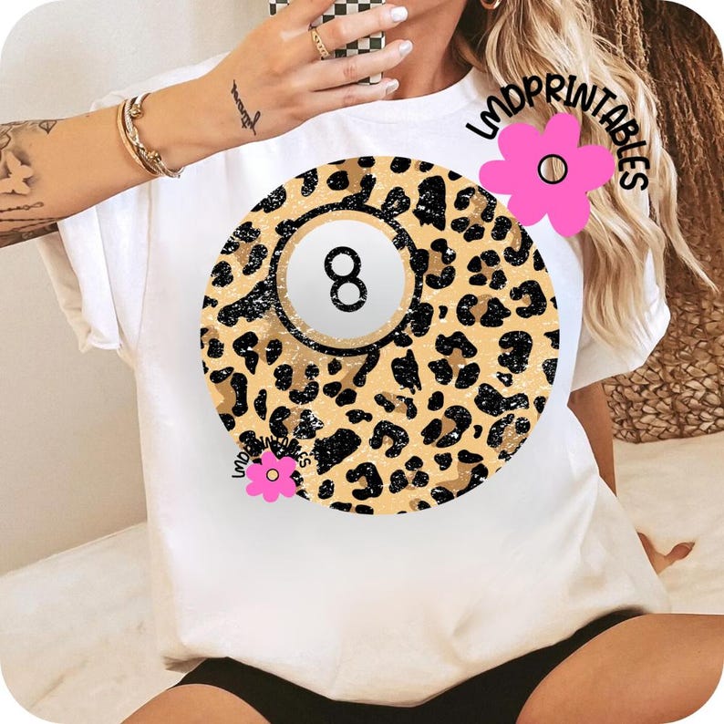 Leopard Print Pool Ball 8 PNG, Cheetah Print Eight Ball Shirt Png ...
