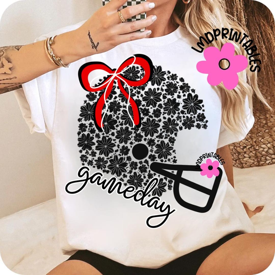 Floral Football Helmet Png, Black and Red Football Png, Preppy Football ...