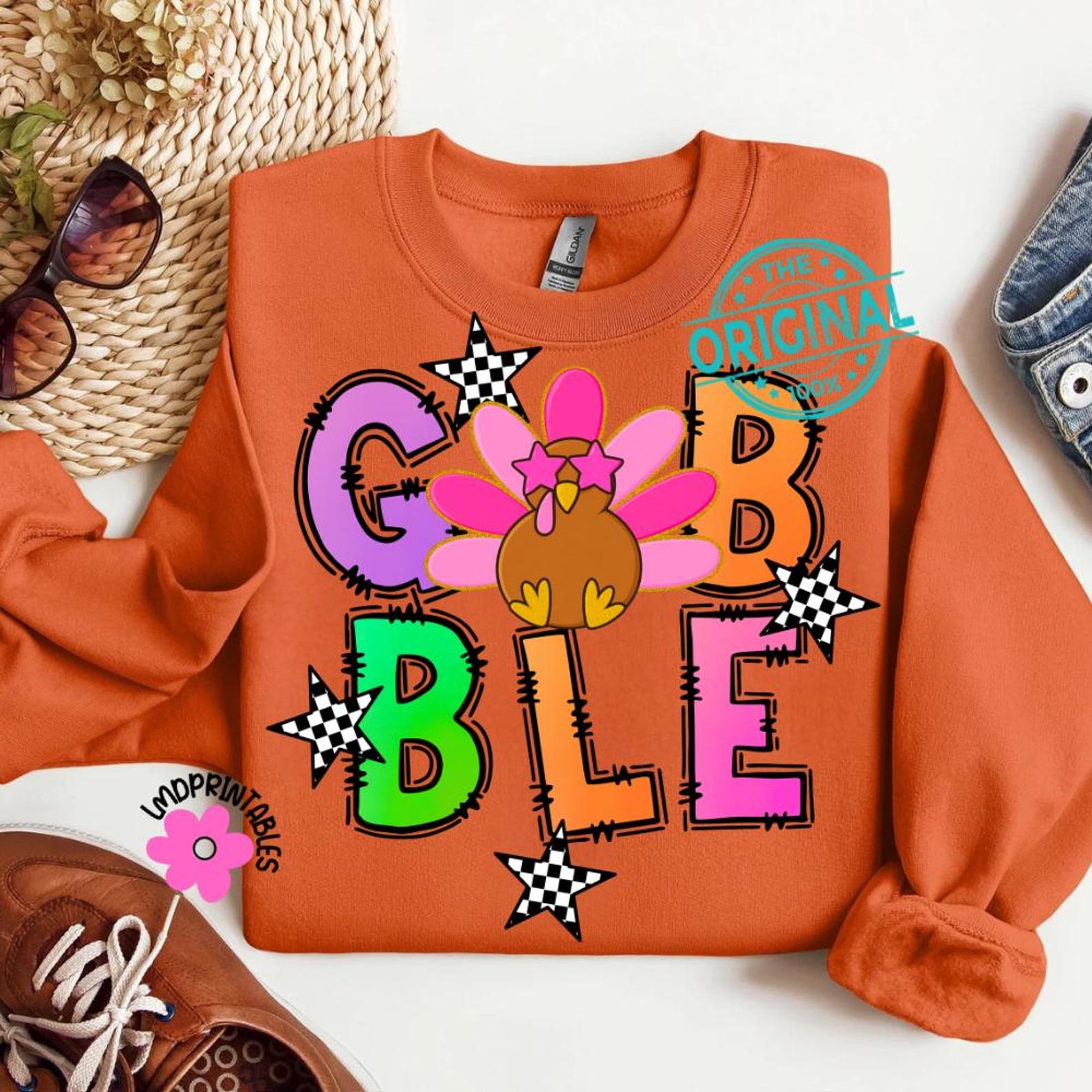 Thanksgiving Gobble PNG, Preppy Turkey PNG, Thanksgiving Sublimation ...