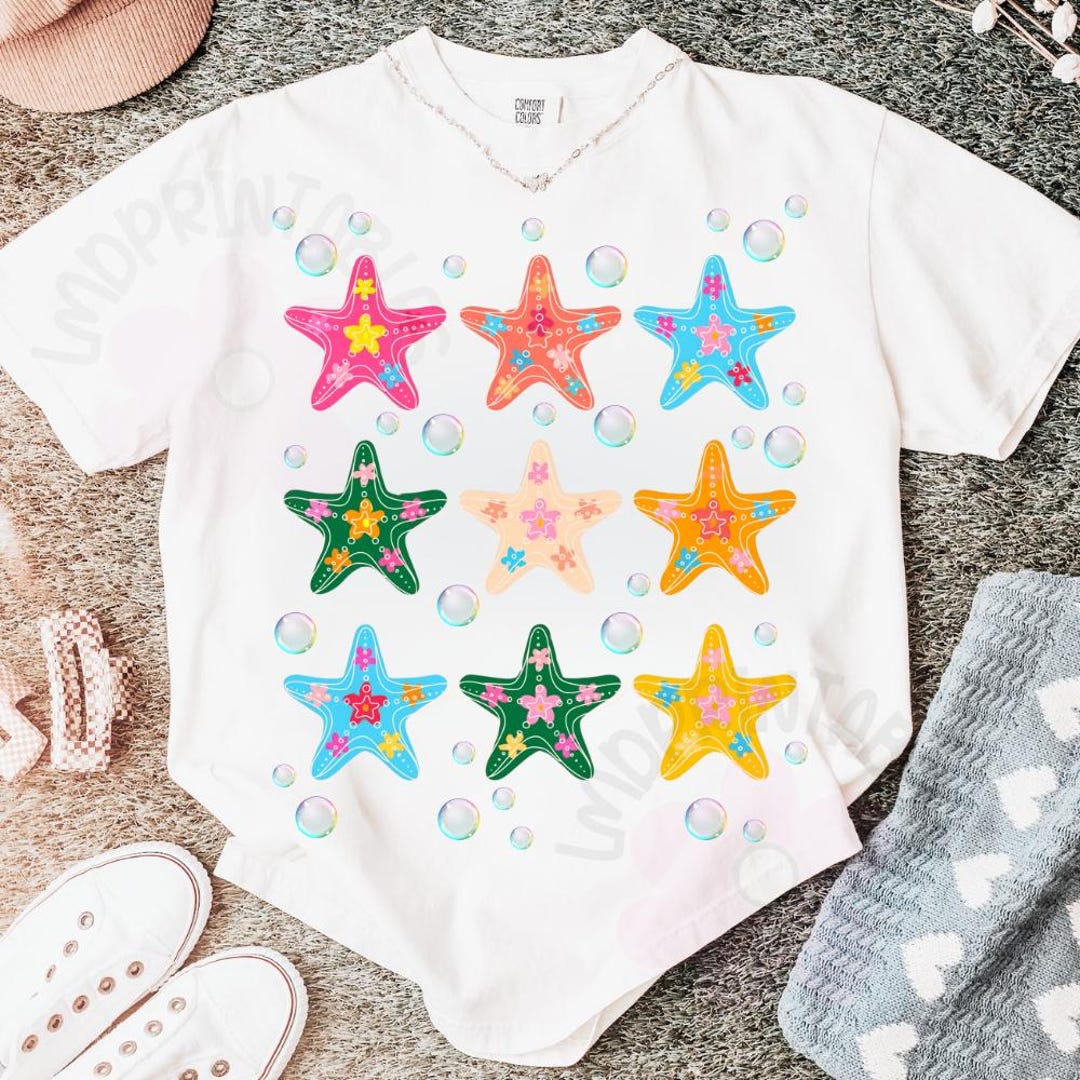 Preppy Starfish Png, Summer Vibes Png, Retro Floral Summer Png, Ocean ...