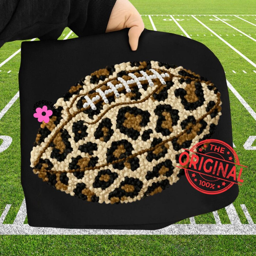 Latch Hook Yarn Faux Embroidery Football Design, Leopard Football ...
