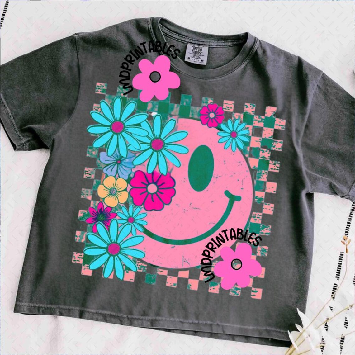 Retro Smiley Face Png, Smiley Floral Png, Happy Face Png, Motivational ...