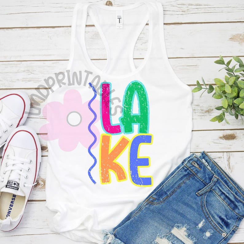 Distressed Lake PNG, Lake Life Png Summer Png Neon Trendy Summer Shirt ...