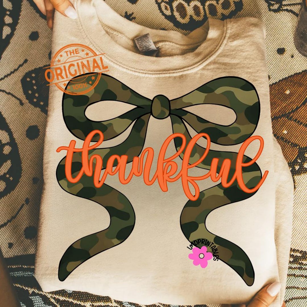 Coquette Thankful Png, Camo Fall Season Png, Thankful Camouflage ...