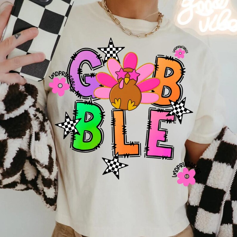 Thanksgiving Gobble PNG, Preppy Turkey PNG, Thanksgiving Sublimation ...