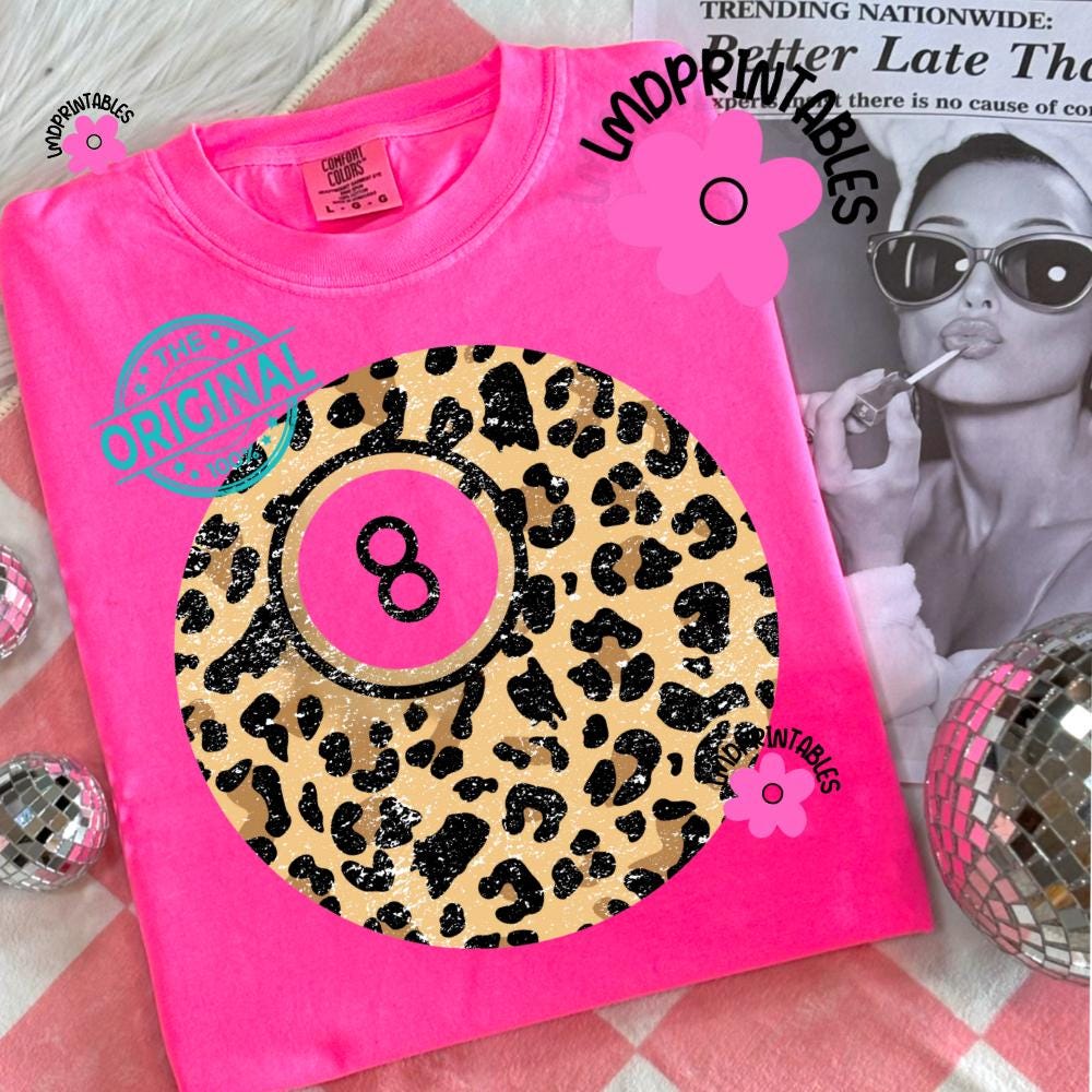 Leopard Print Pool Ball 8 PNG, Cheetah Print Eight Ball Shirt Png ...