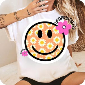 Daisy Smiley Face Png Bundle, Smiley Floral Png, Happy Face Png ...