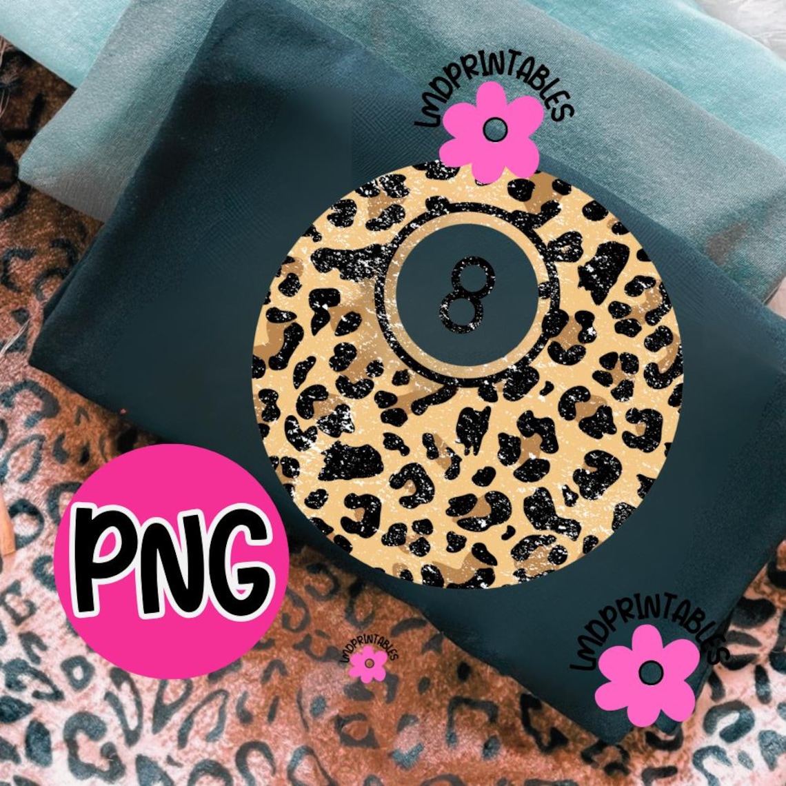 Leopard Print Pool Ball 8 PNG, Cheetah Print Eight Ball Shirt Png ...