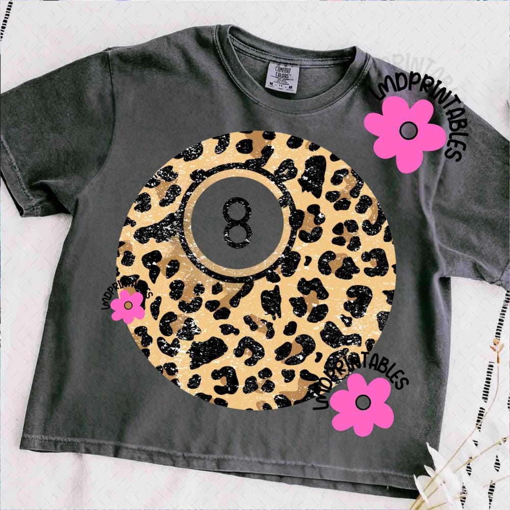 Leopard Print Pool Ball 8 PNG, Cheetah Print Eight Ball Shirt Png ...