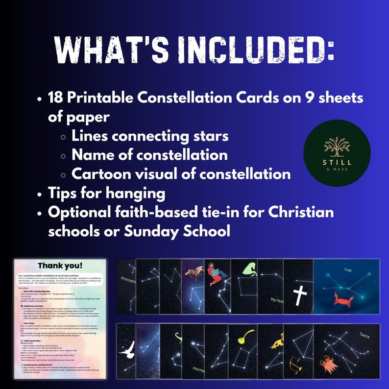 Printable Constellation Cards for Classroom | Laminate & Hang Ceiling ...