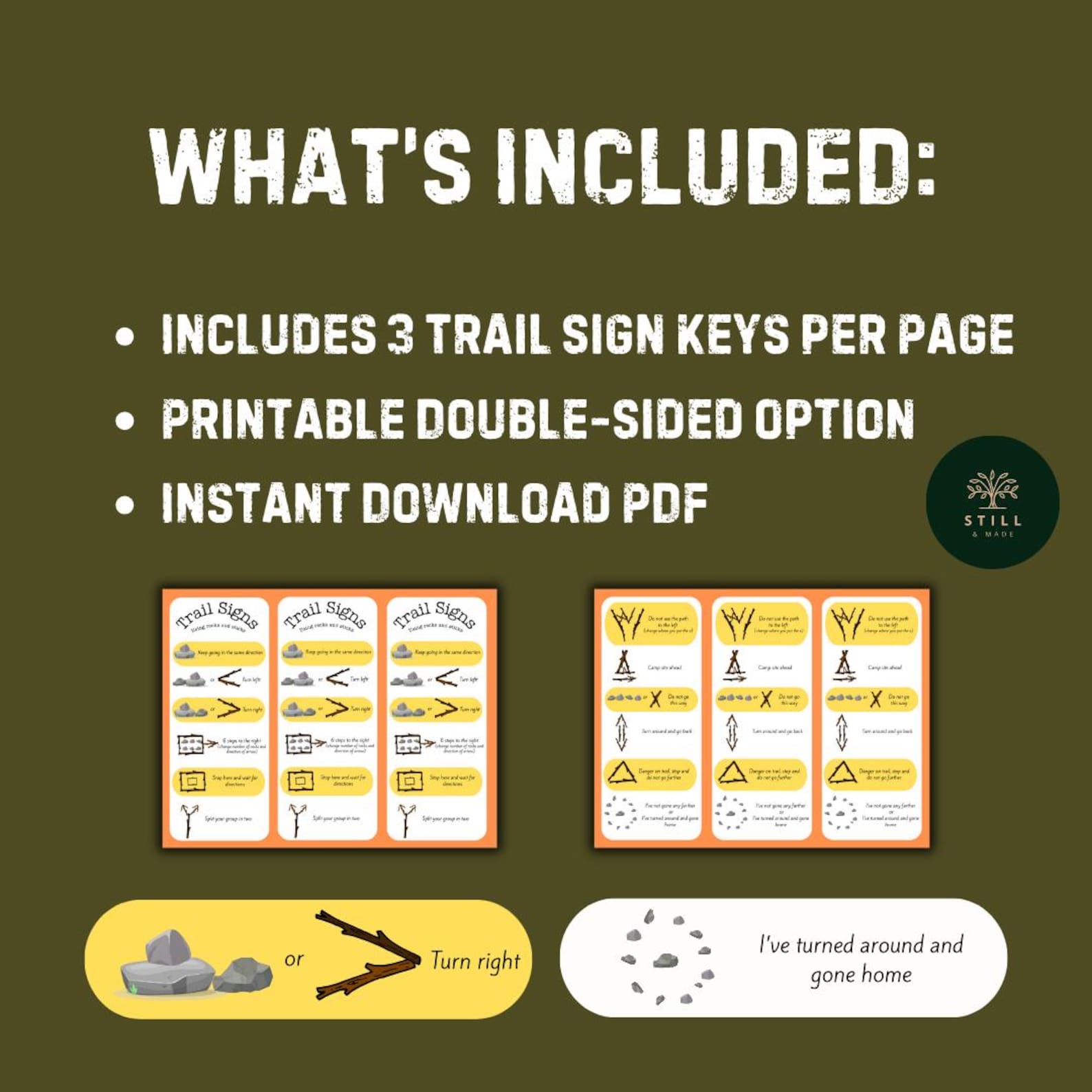 Printable Trail Signs Guide – Stick & Rock Symbols – Outdoor Nature ...