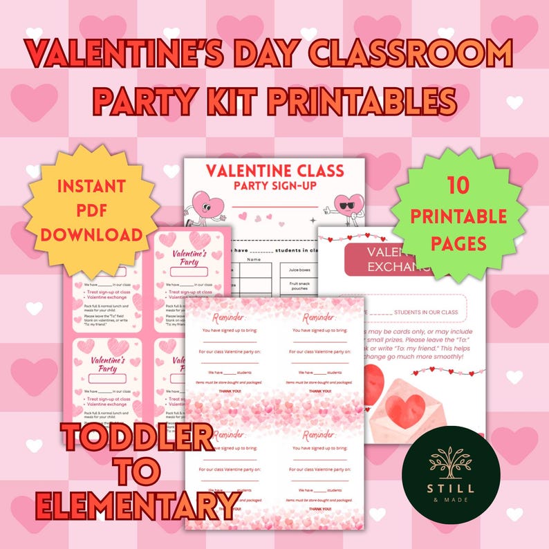 Valentine's Day Classroom Party Kit | Teacher Printables (instant ...
