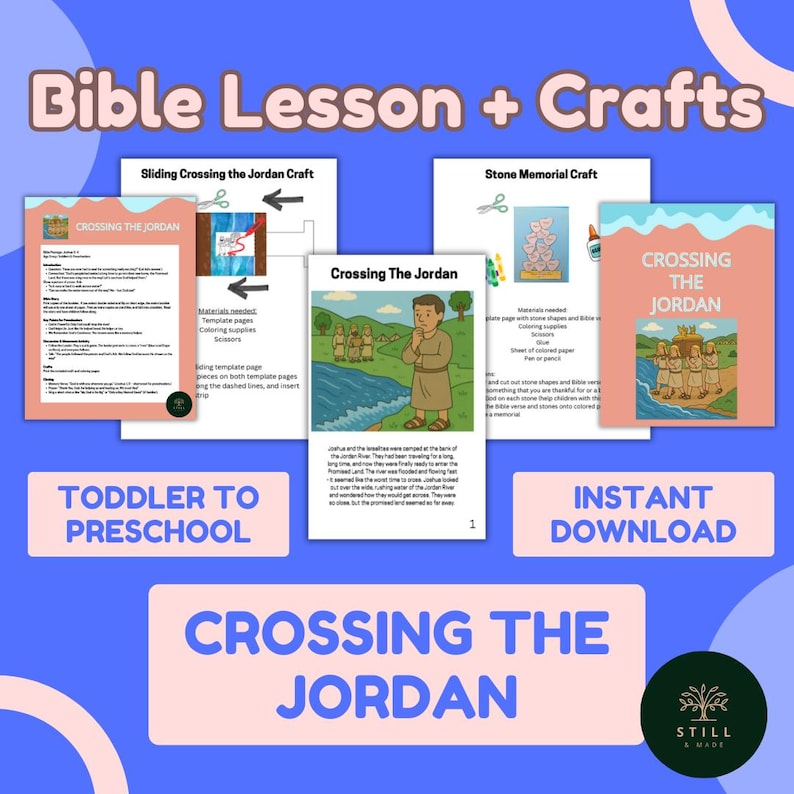Crossing the Jordan Bible Lesson for Toddlers, Preschoolers | Joshua 3 ...