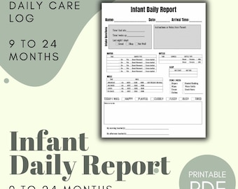 Infant Daily Report Sheet | Printable Baby Care Log | Daycare Tracking ...