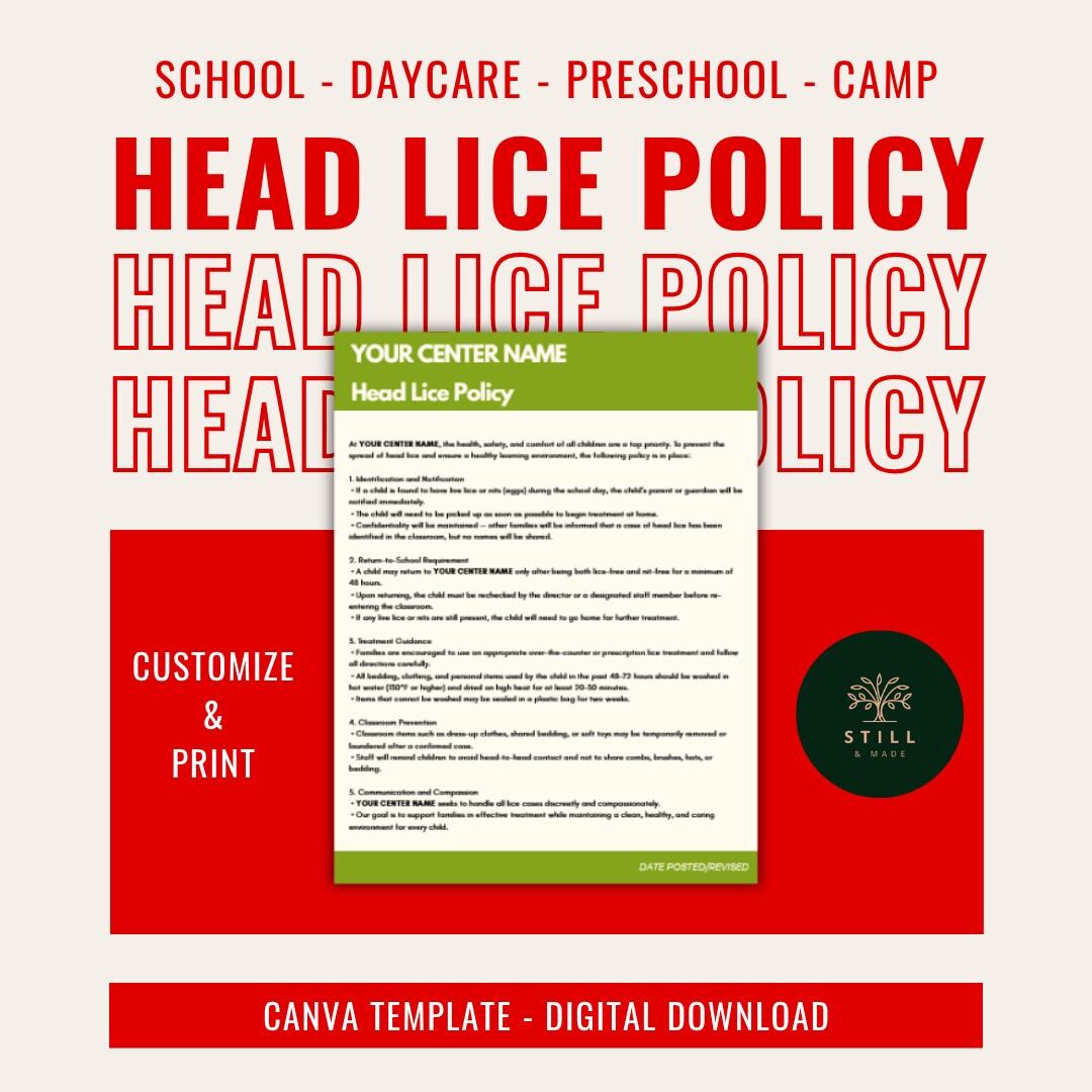 Head Lice Policy Template | Editable Canva Template + Printable PDF ...