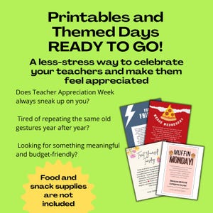 Teacher Appreciation Week Printables Pack | Daily Themes + Signs ...