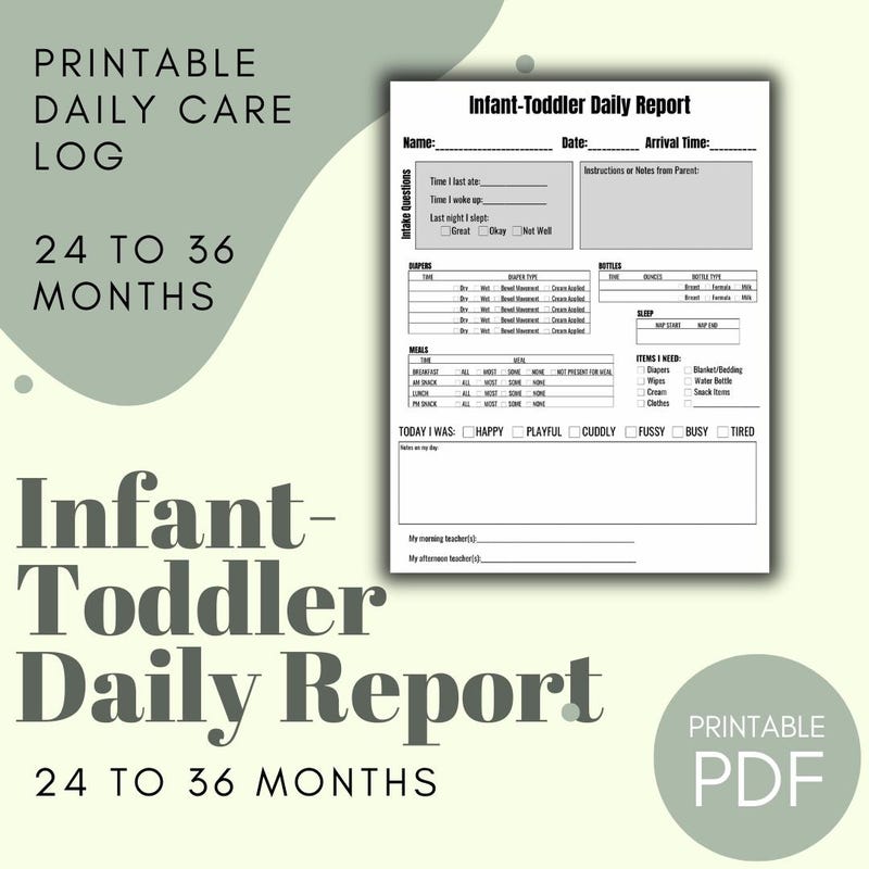 Toddler Daily Report - Etsy