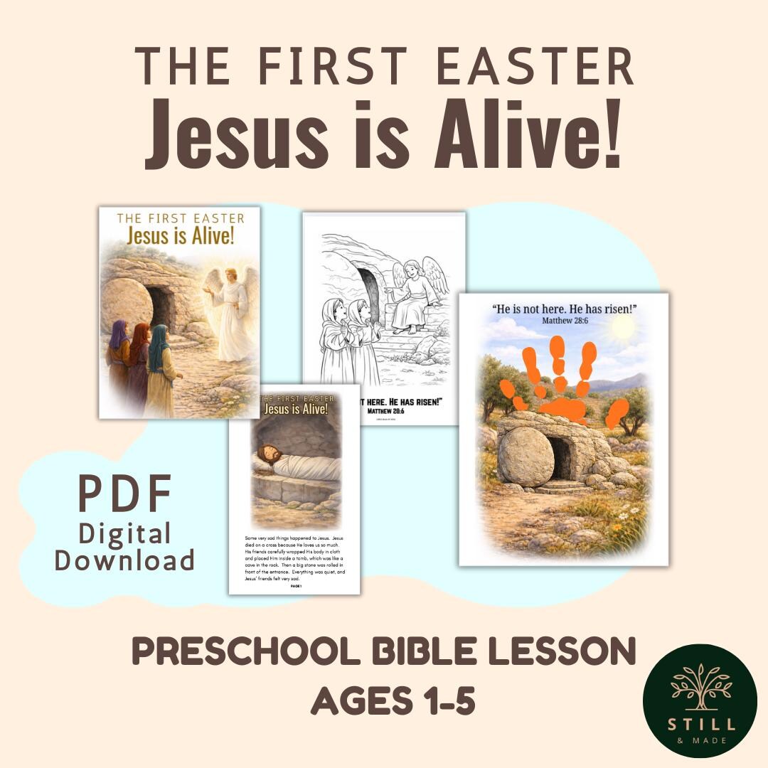 First Easter Bible Lesson | Jesus is Alive Preschool Activity (digital ...