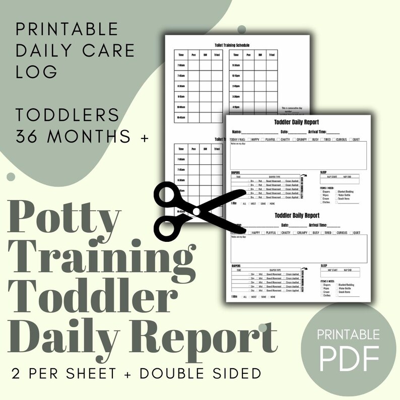 Toddler Daily Report Sheet | Potty Training Tracker (PDF) - Etsy