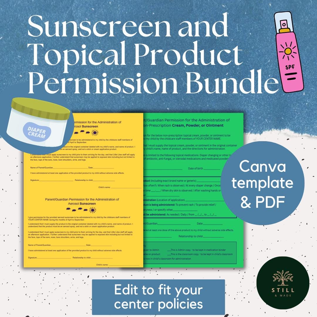 Editable Sunscreen & Topical Cream Permission Forms | Printable Parent ...