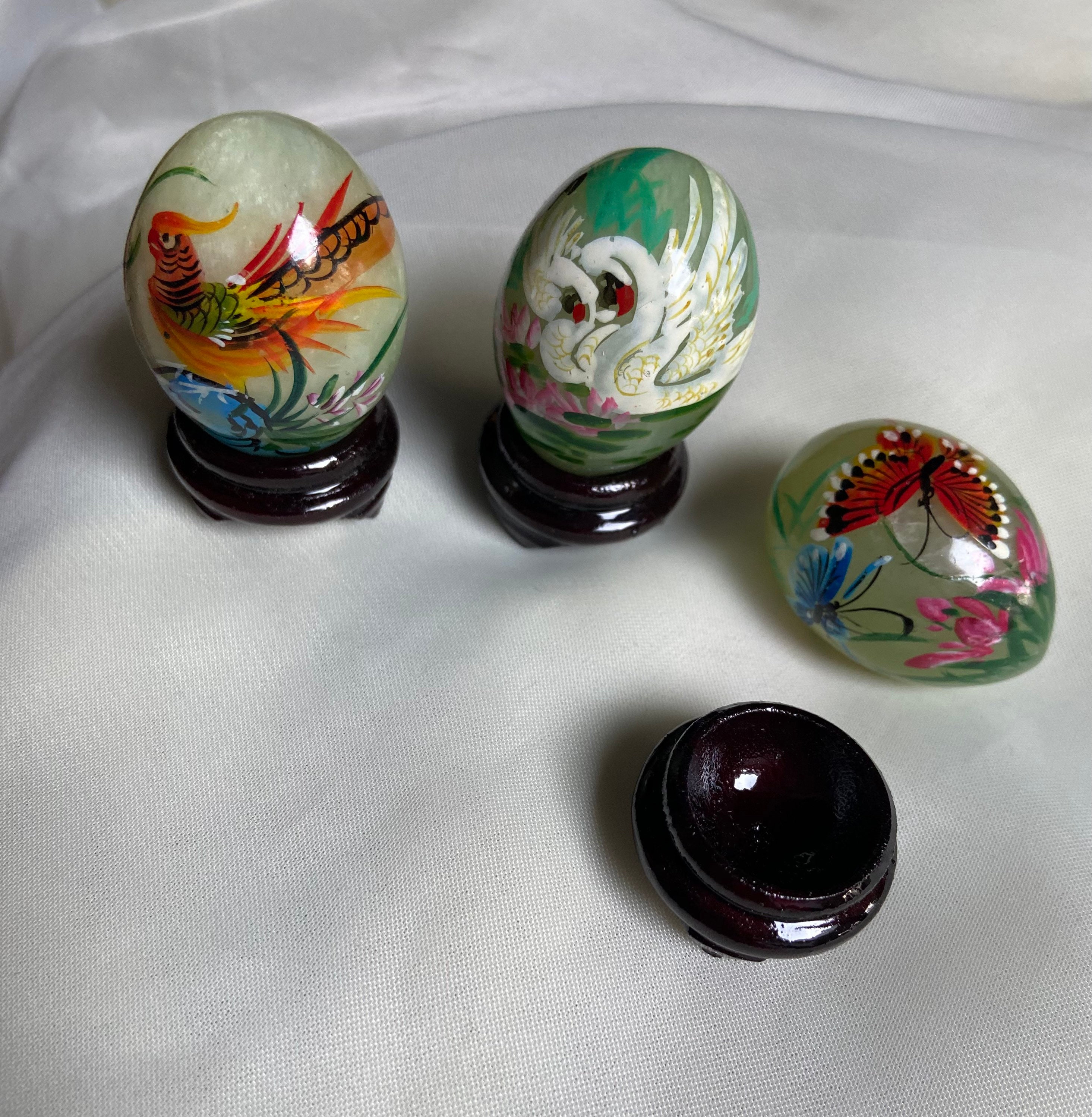 Miniature Painted Jade Chinese Eggs on Stands - Etsy