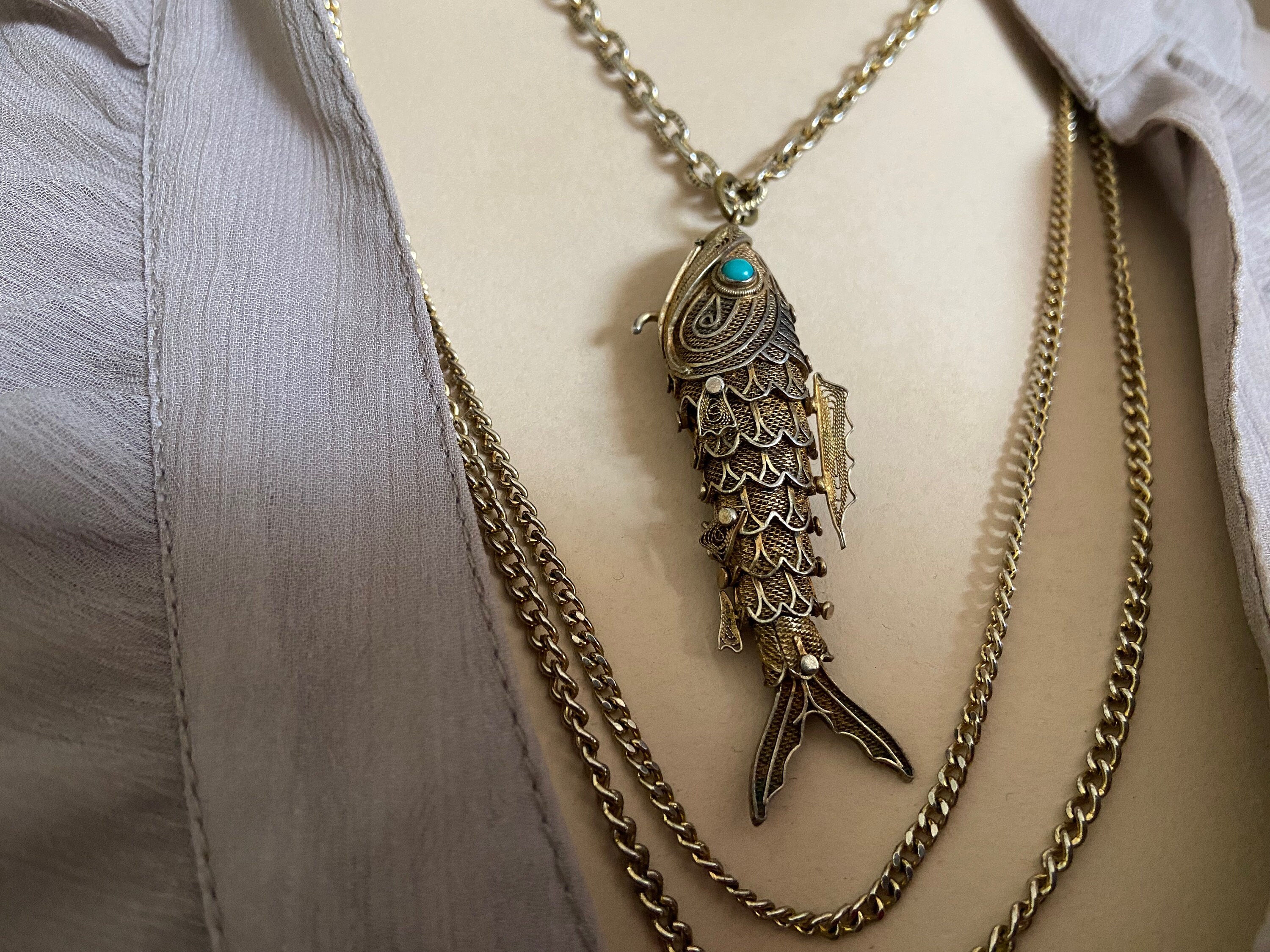 Articulated Filigree Fish Pomander Pendant Chinese Gilt Silver - Etsy