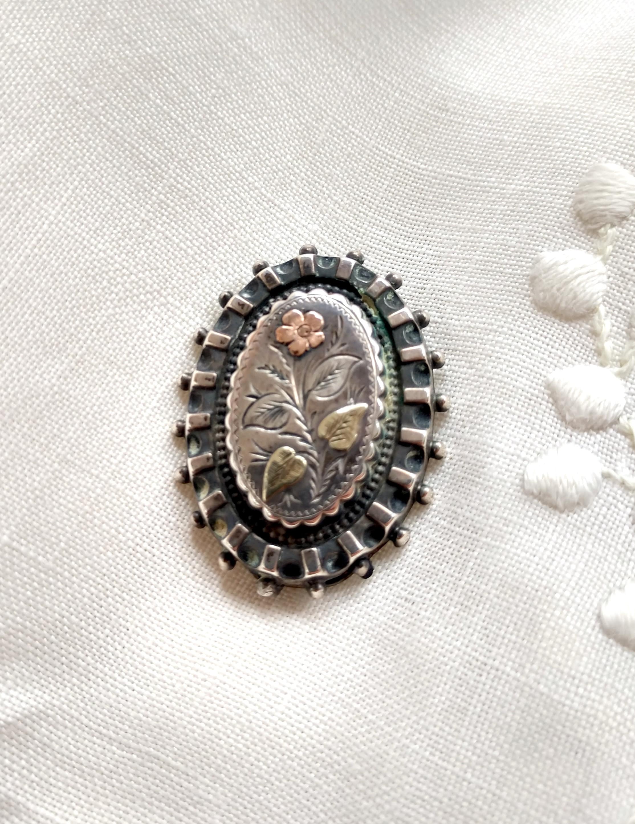 Victorian Engraved Silver Floral Brooch - Etsy