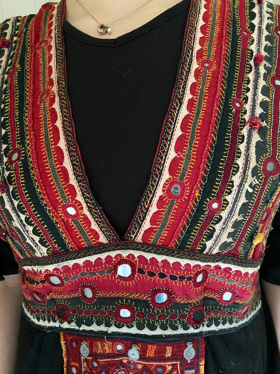 Indian Mirrored and Embroidered Black Cotton Tunic Dr… - Gem