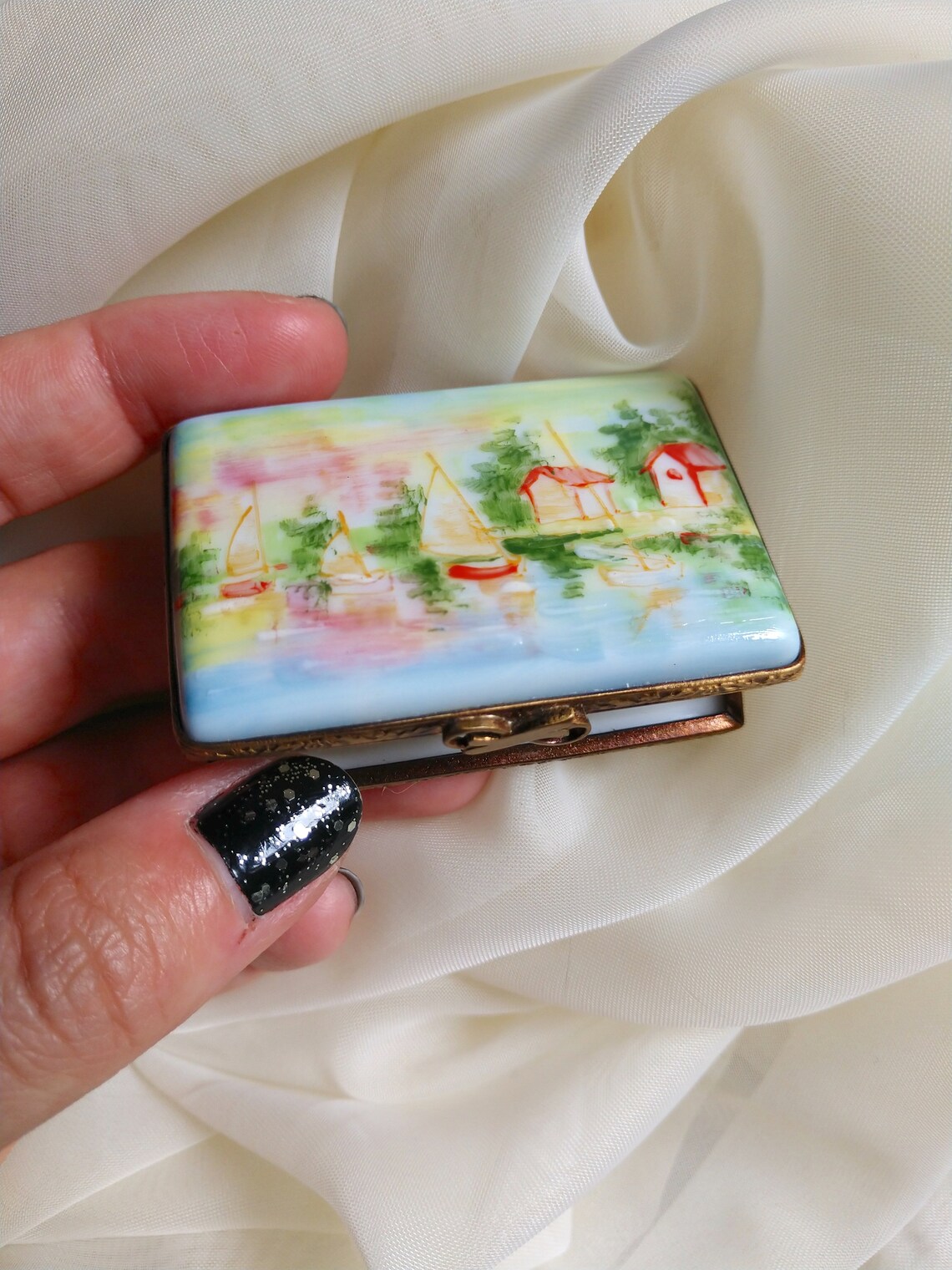 Limoges Painted Monet Trinket Box - Etsy