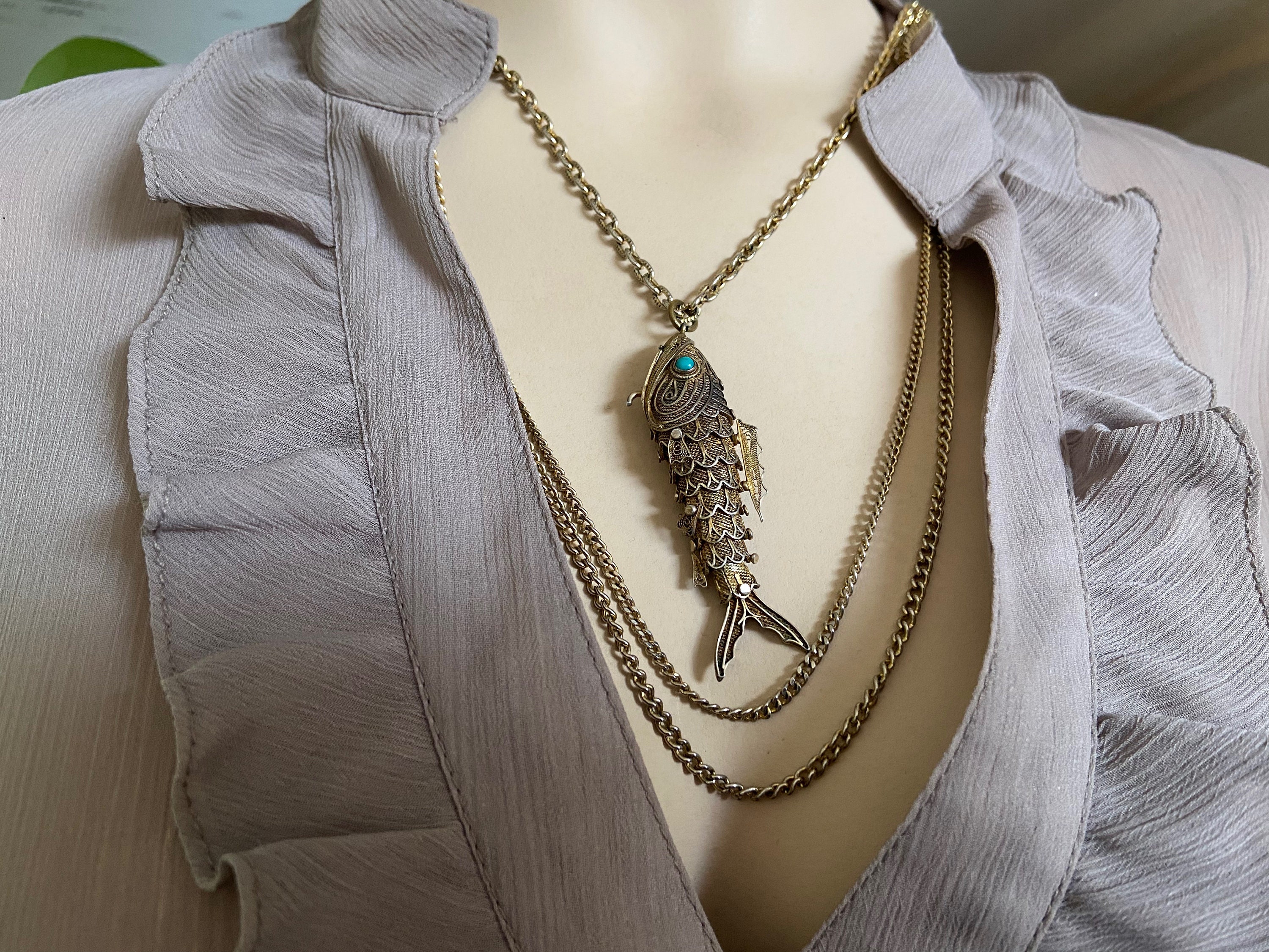 Articulated Filigree Fish Pomander Pendant Chinese Gilt Silver - Etsy