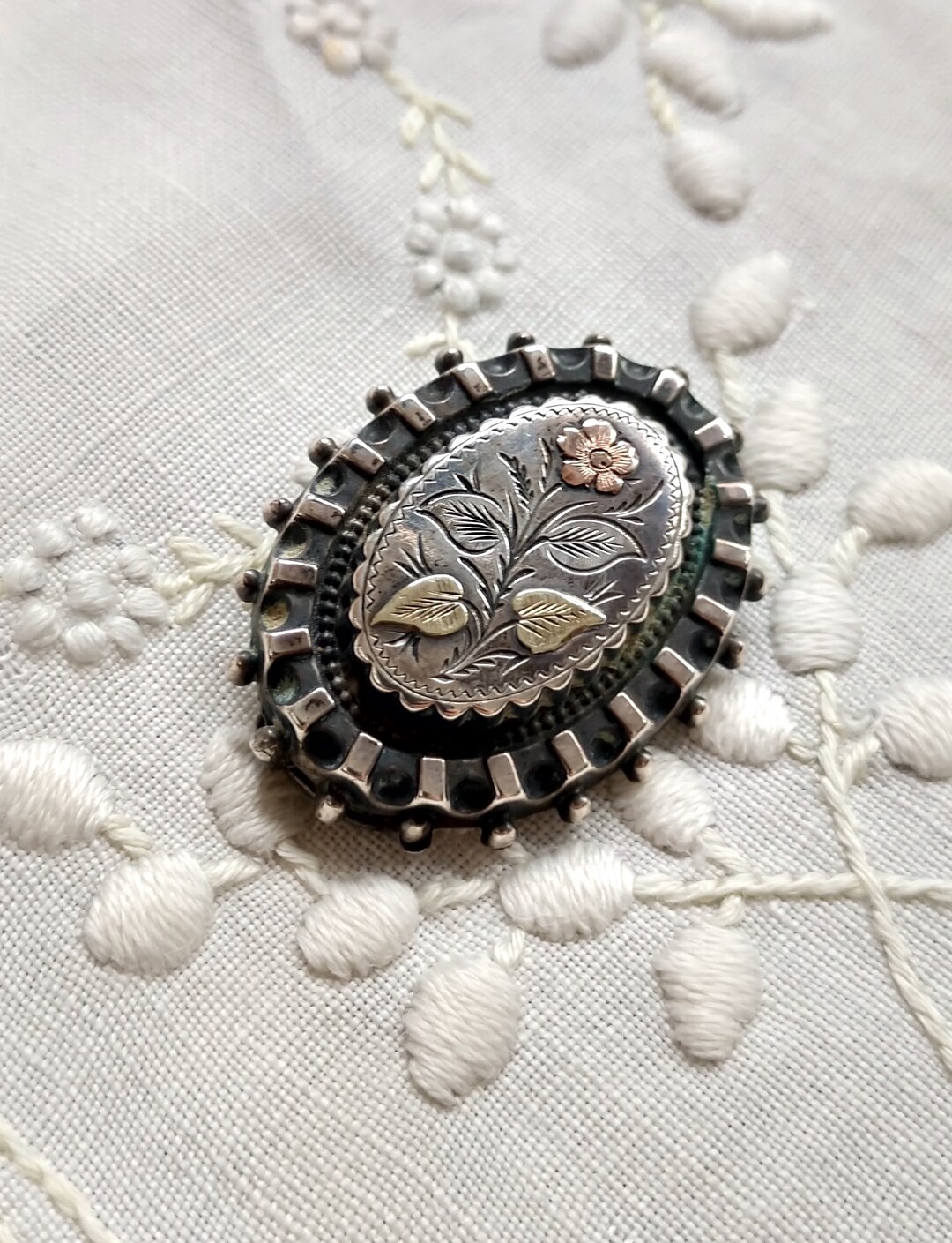 Victorian Engraved Silver Floral Brooch - Etsy