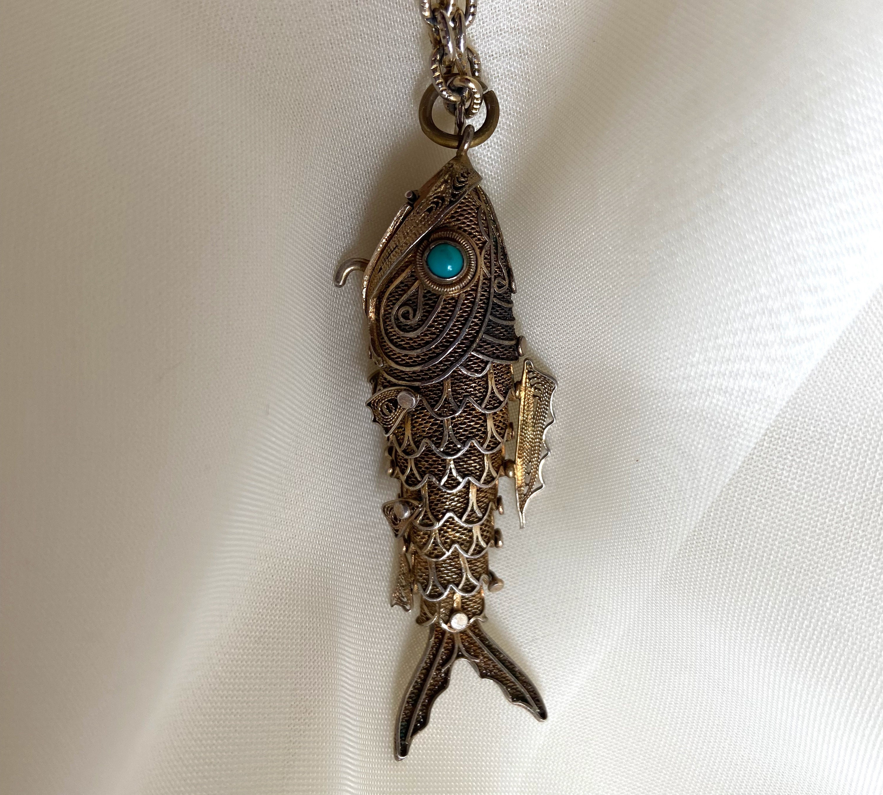 Articulated Filigree Fish Pomander Pendant Chinese Gilt Silver - Etsy